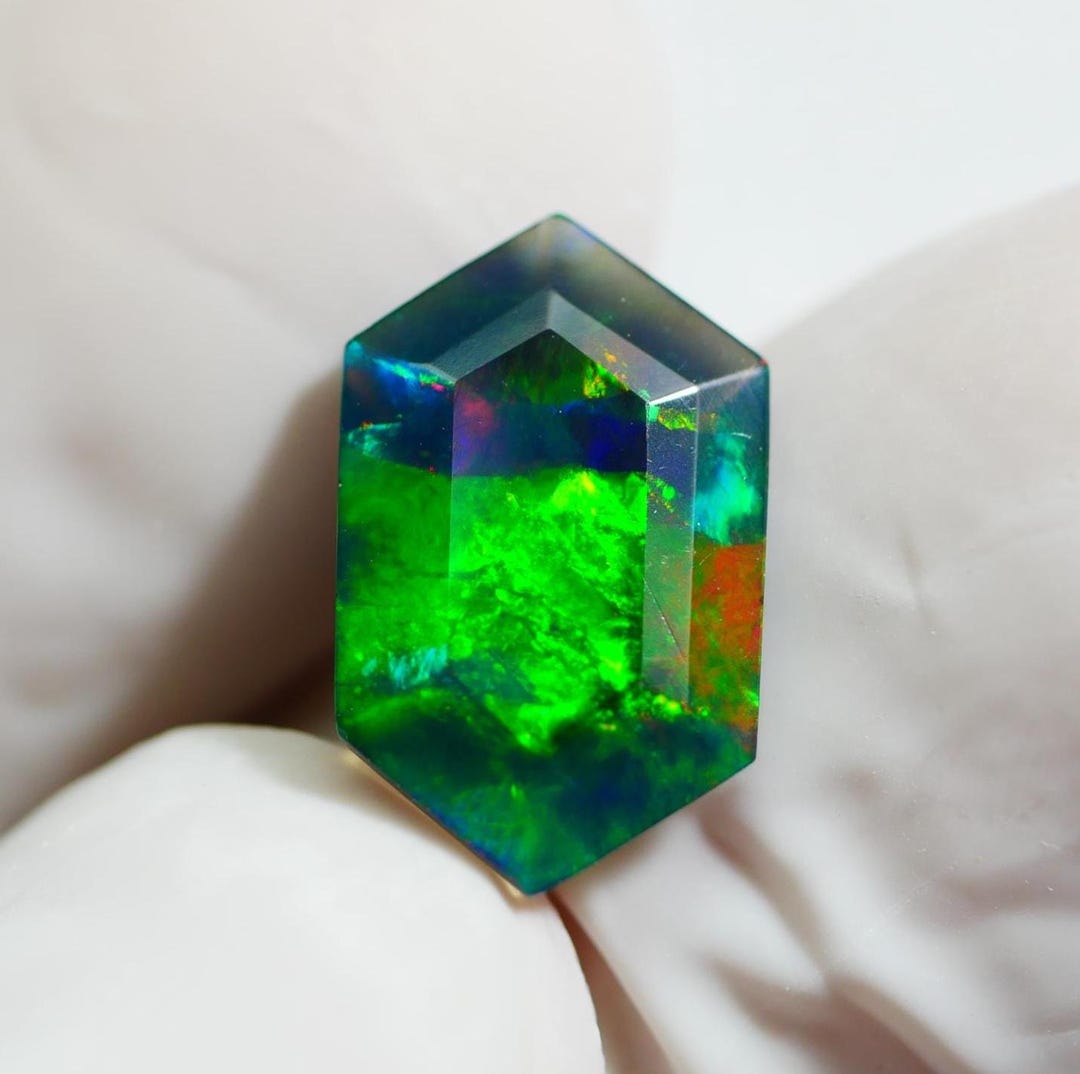 2.40 Ct. Hexagon Shape Black Ethiopian Opal- Multi-fire Opal- High ...