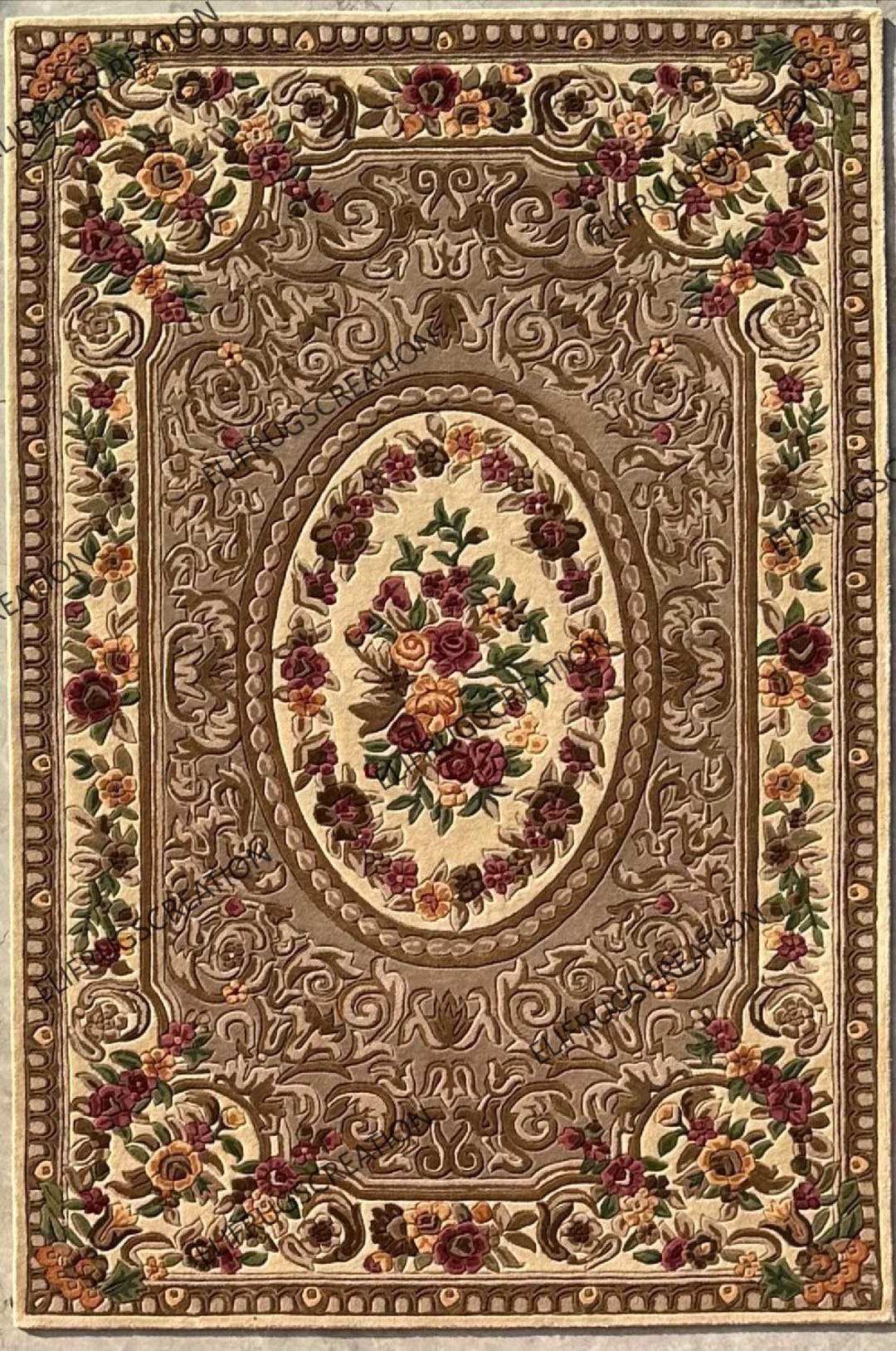 Vintage Abushan Floral Embossed Wool Rug in Hand Tufted for Living Room ...