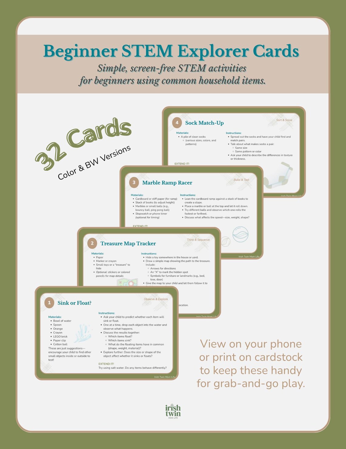 Beginner STEM Explorer Cards | 30+ Screen-free Learning Activities for ...