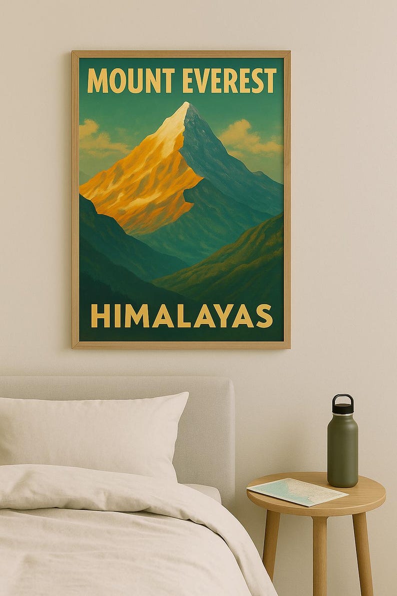 Mount Everest Poster – Vintage Mountain Print – Himalayas Wall Art ...
