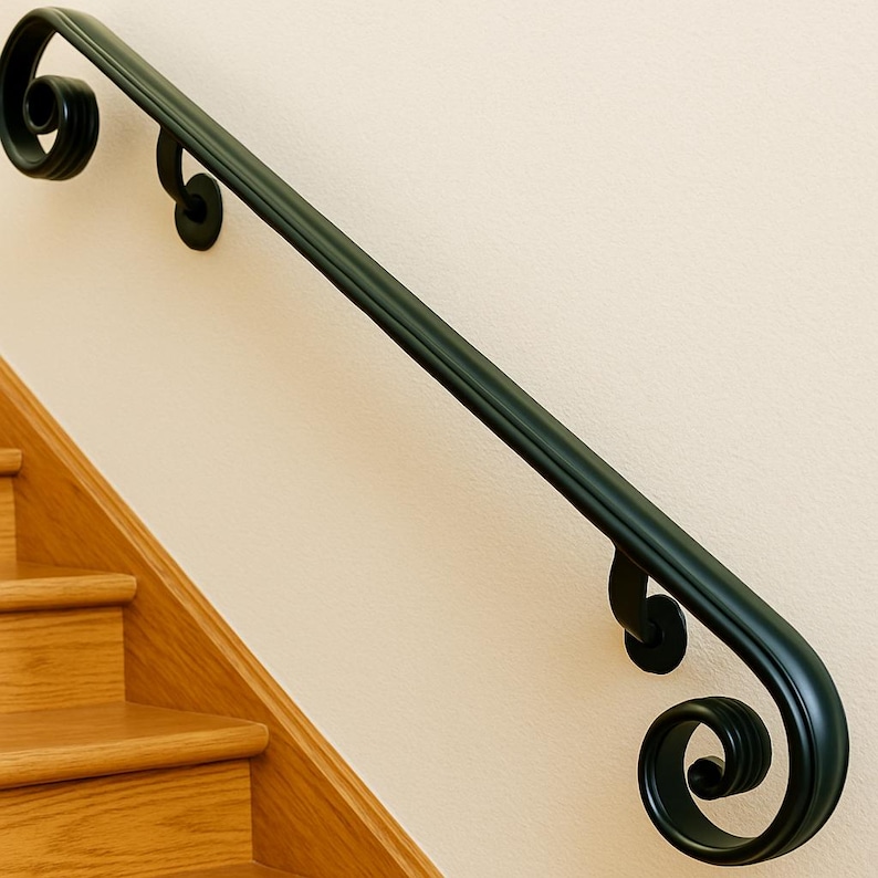 Hand-forged Wrought Iron Scroll Handrail, USA Made - Etsy