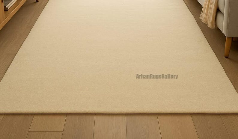 Hand-tufted Solid Wool Rug, Minimalist Beige Area Carpet | Soft Neutral ...