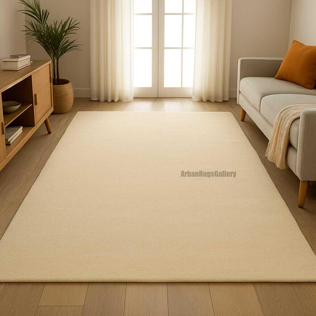 Hand-tufted Solid Wool Rug, Minimalist Beige Area Carpet | Soft Neutral ...