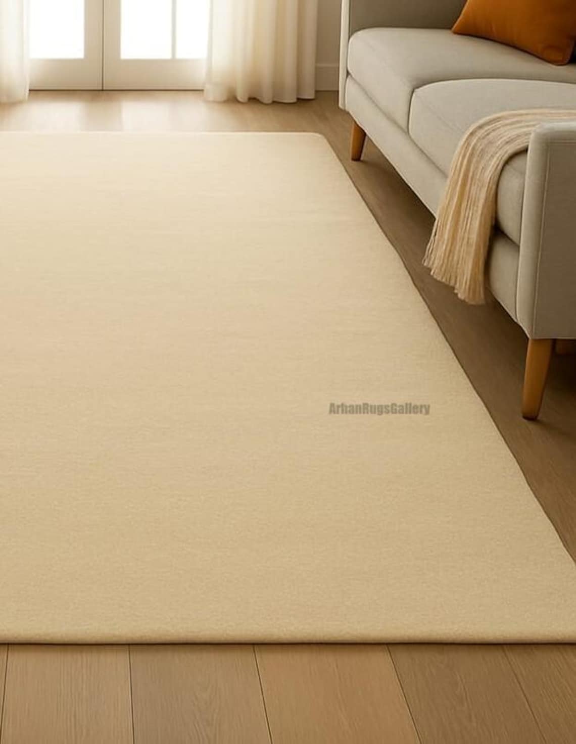 Hand-tufted Solid Wool Rug, Minimalist Beige Area Carpet | Soft Neutral ...