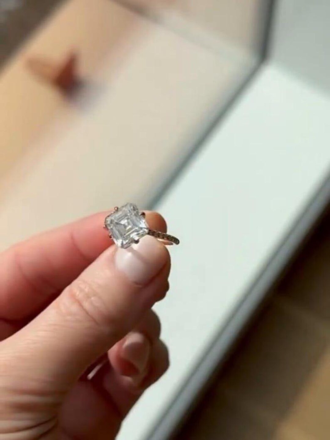 Vintage 14k Gold Cathedral Setting Engagement Ring, Asscher Cut Double ...