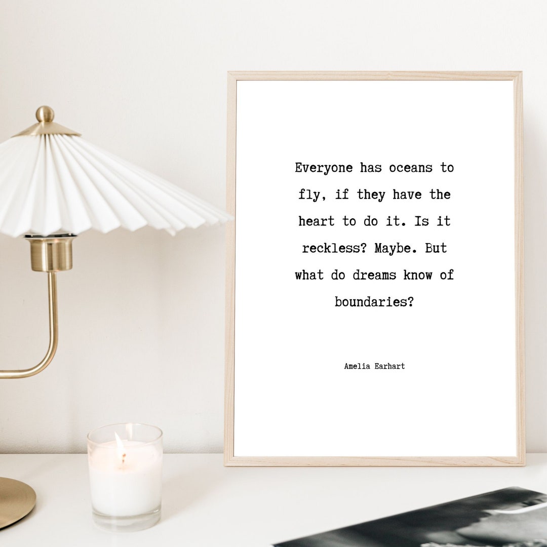 Amelia Earhart Life Quote Wall Art | Printable Black and White ...