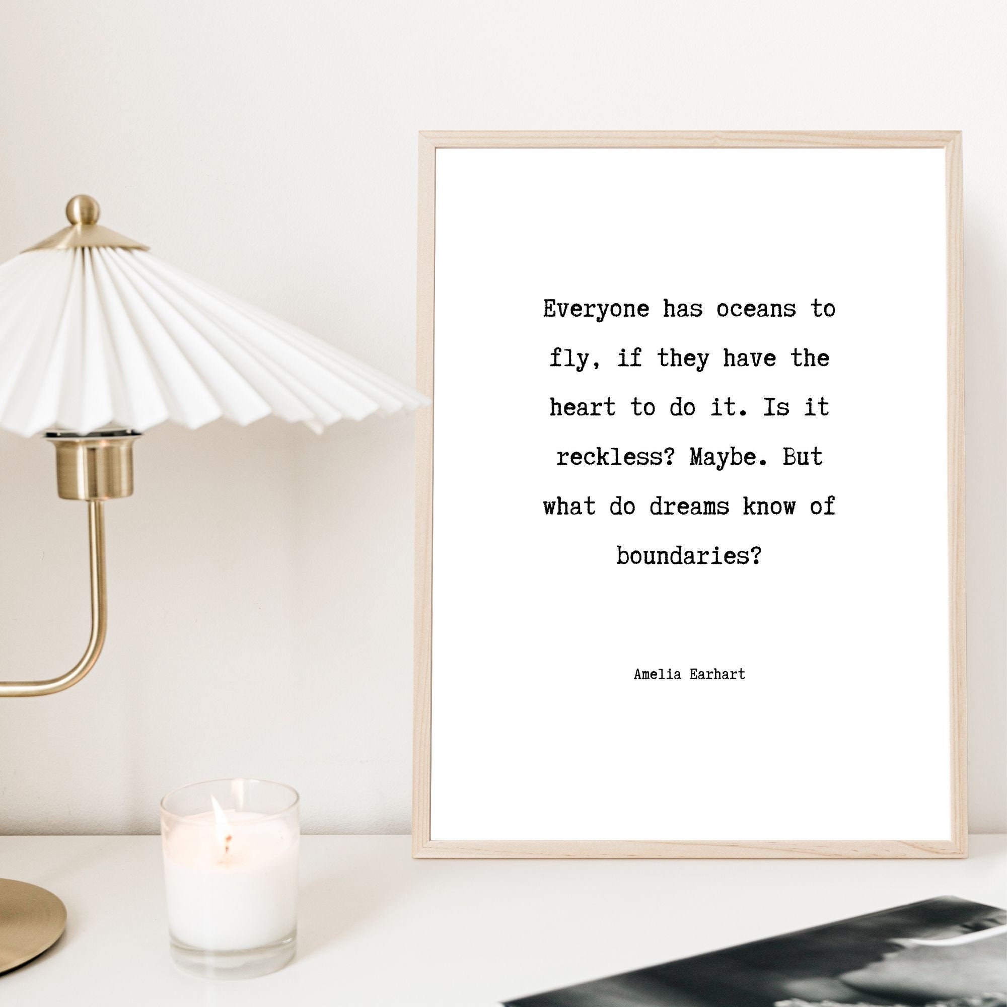Amelia Earhart Life Quote Wall Art | Printable Black and White ...