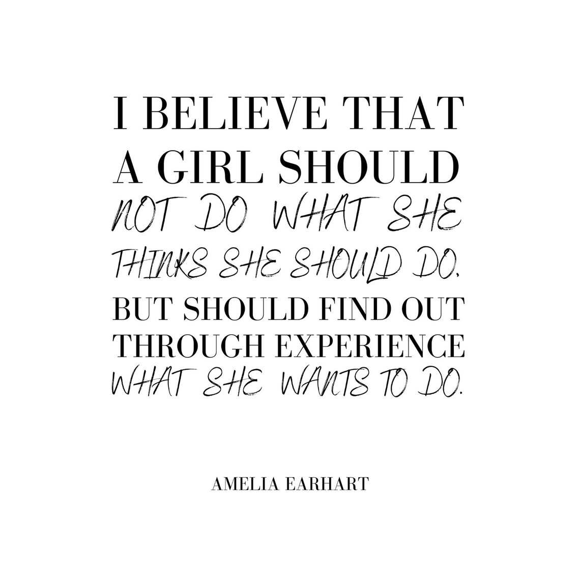Amelia Earhart Life Quote Wall Art | Printable Black and White ...