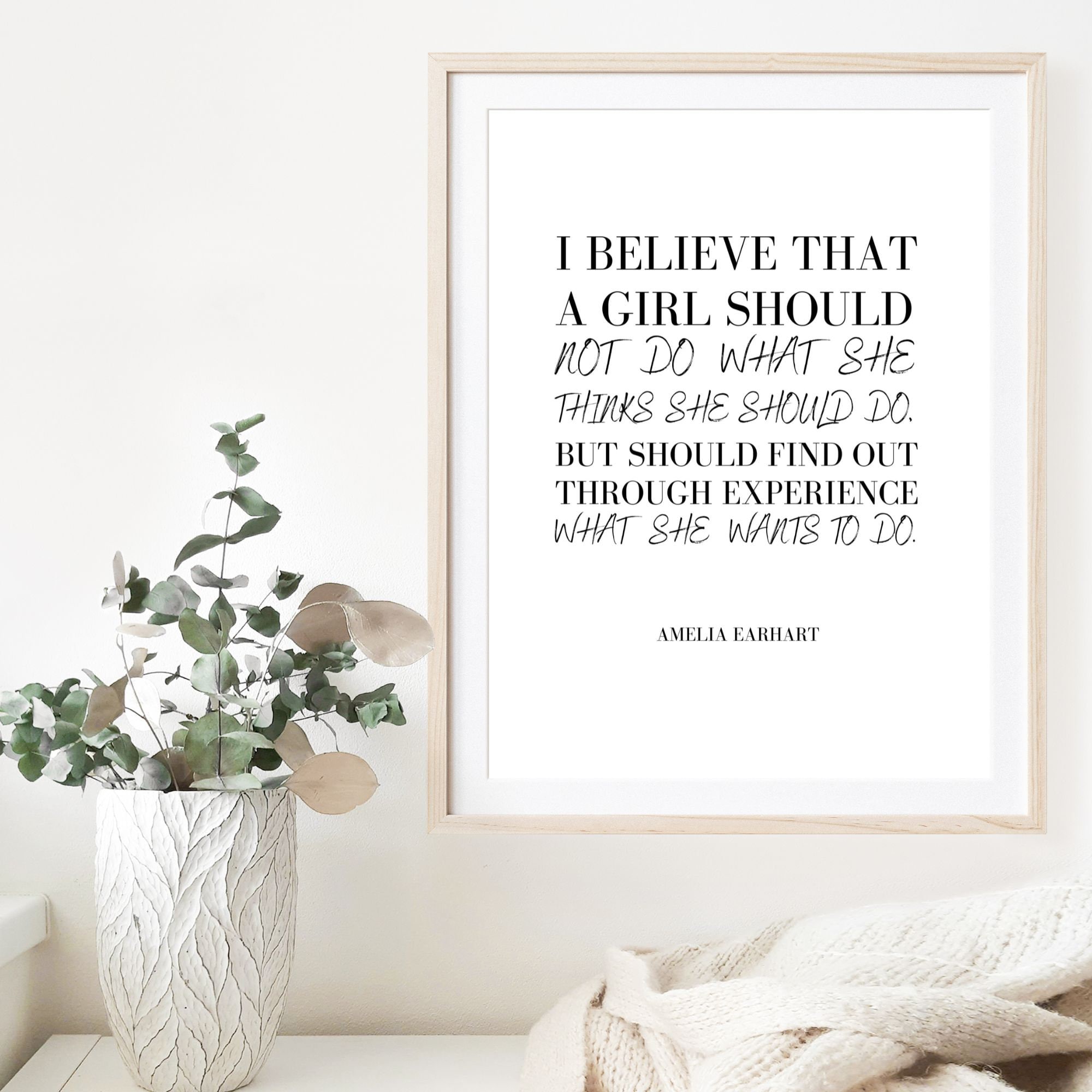 Amelia Earhart Life Quote Wall Art | Printable Black and White ...