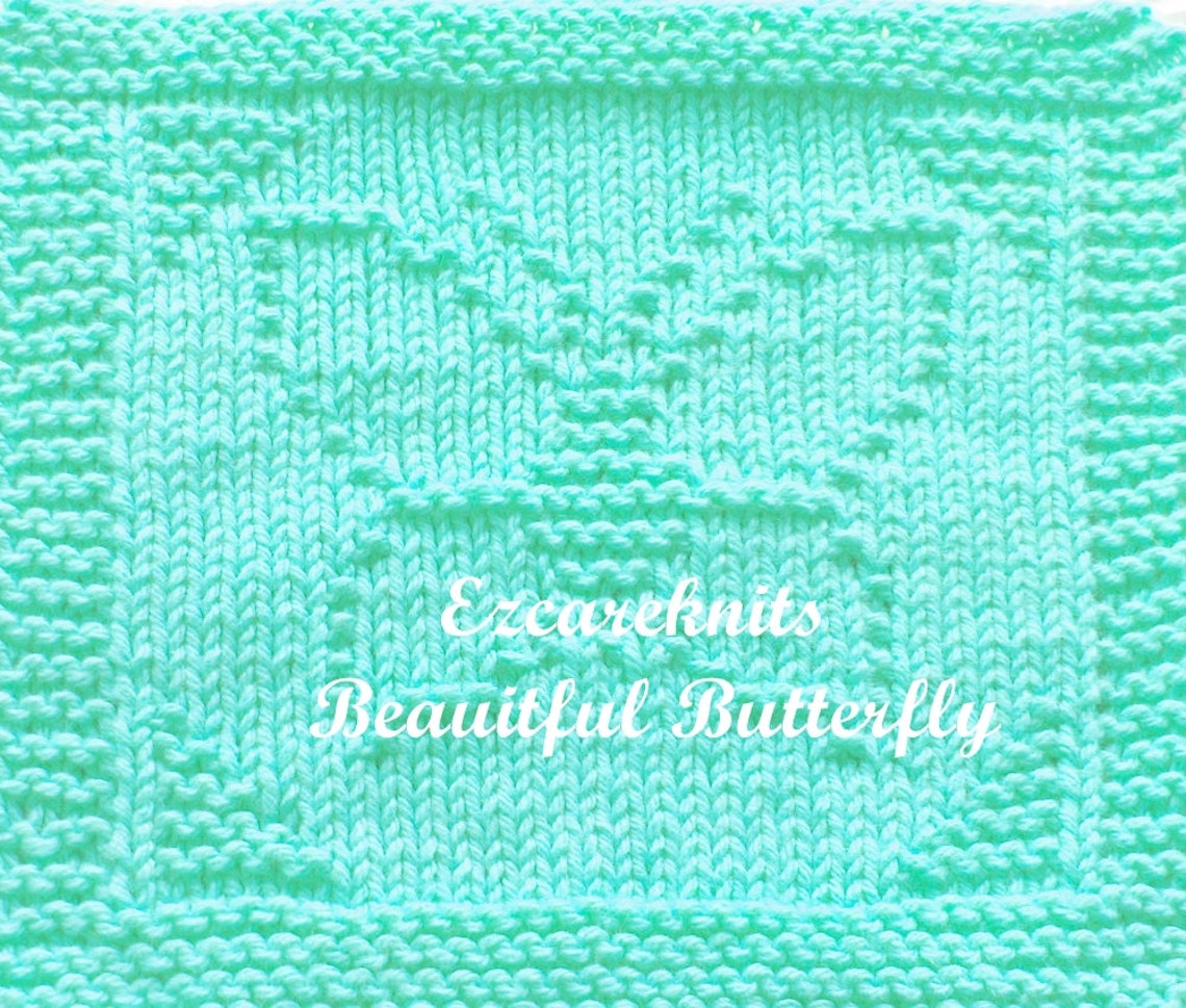 BEAUTIFUL BUTTERFLY - Knitting Pattern Face Cloth Spa Cloth Blanket ...