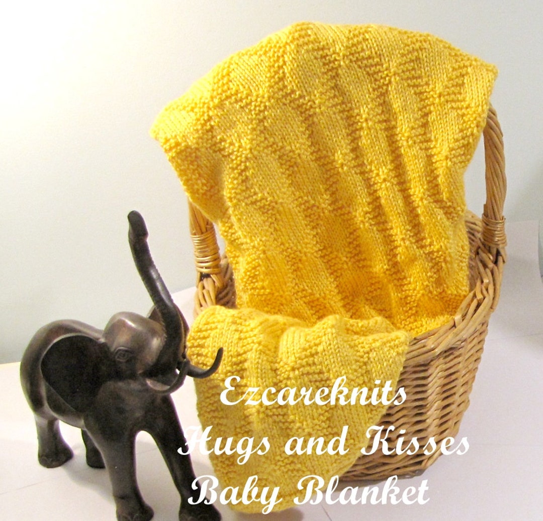 Knitting Pattern- HUGS AND KISSES - 7 Sizes - Baby/toddler Blanket ...