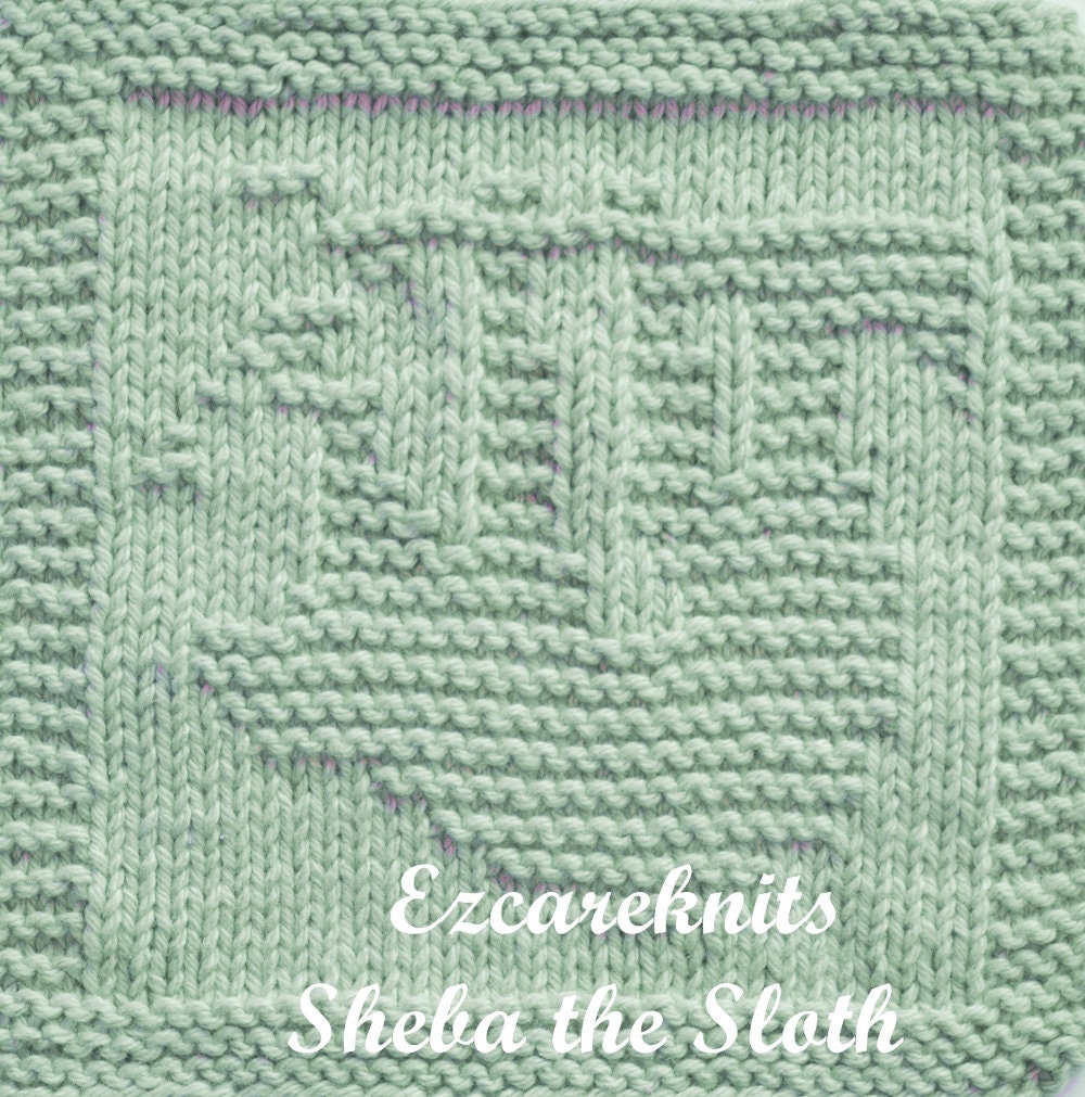 SHEBA THE SLOTH Knitting Pattern Face Cloth Spa Cloth - Etsy