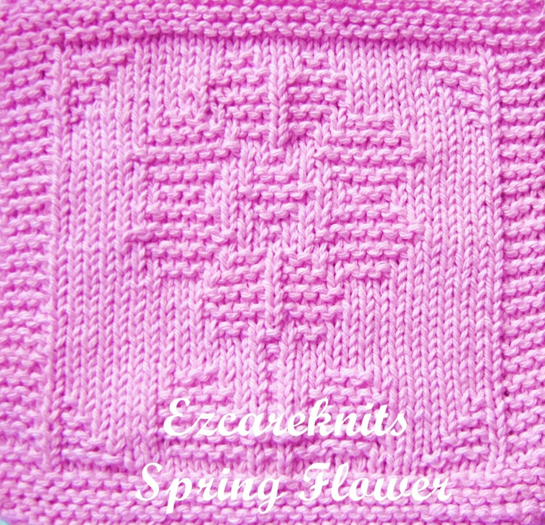 Knitting Pattern, SPRING FLOWER, Blanket Square, Washcloth, Spa Cloth ...