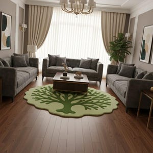 Tree-shaped Kids Rug – Hand-tufted Nature Play Mat | Green Abstract ...