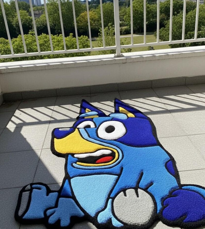 Bluey Character Shaped Rug Cute Cartoon Dog Rug Handmade Tufted Floor ...