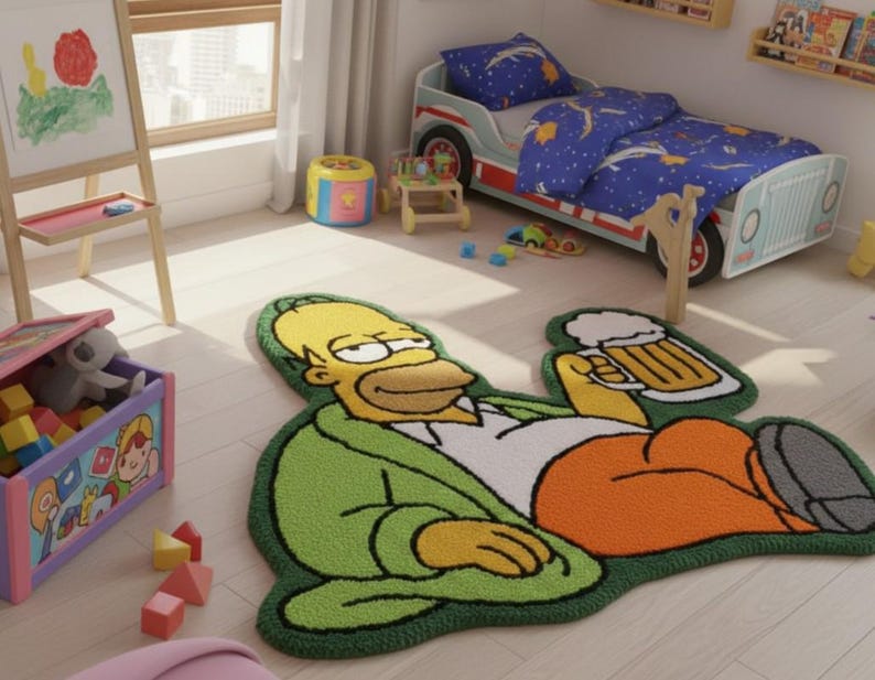 Hand-tufted Homer Simpson Rug – Pop Art Beer Lover Carpet - Etsy