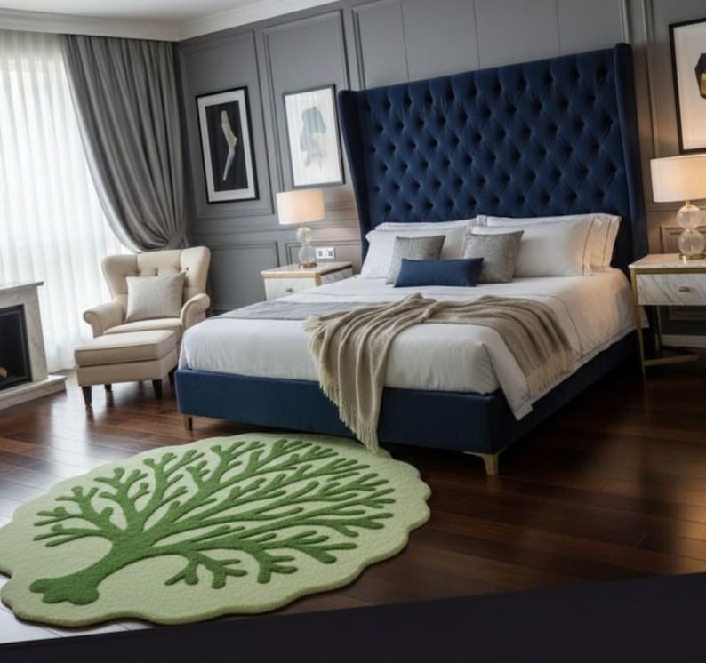 Tree-shaped Kids Rug – Hand-tufted Nature Play Mat | Green Abstract ...