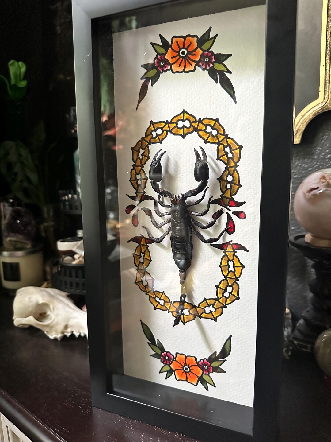 Scorpion + Hand Painted American Traditional Tattoo Designed Frame - Etsy