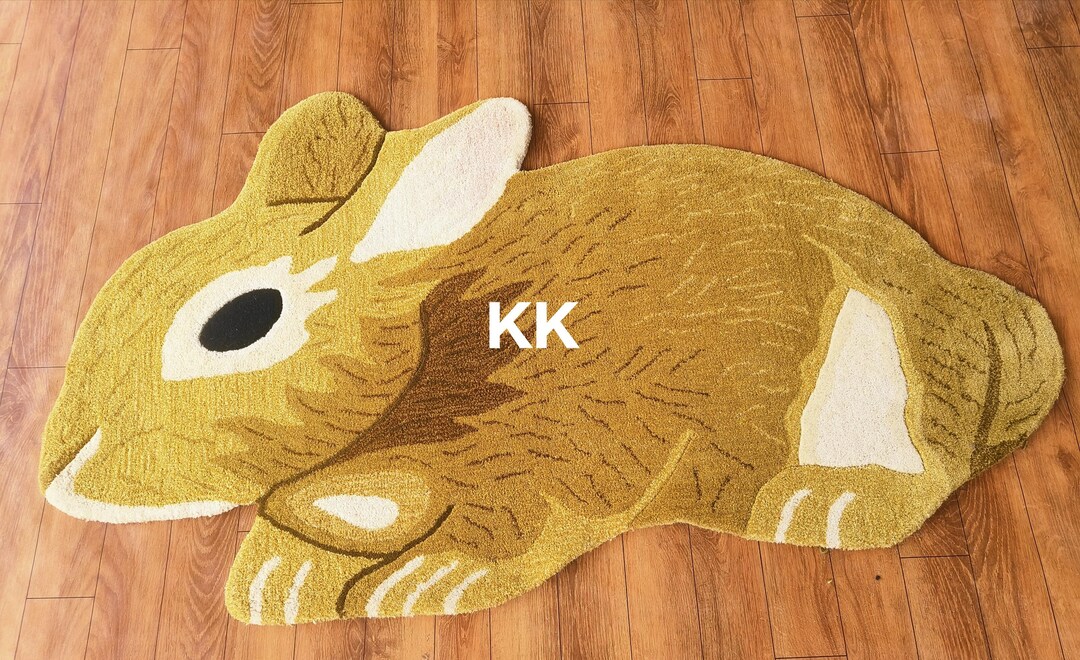 Hand-tufted Wool Rabbit Rug: Kids Room Decor, Jungle Animal Design - Etsy