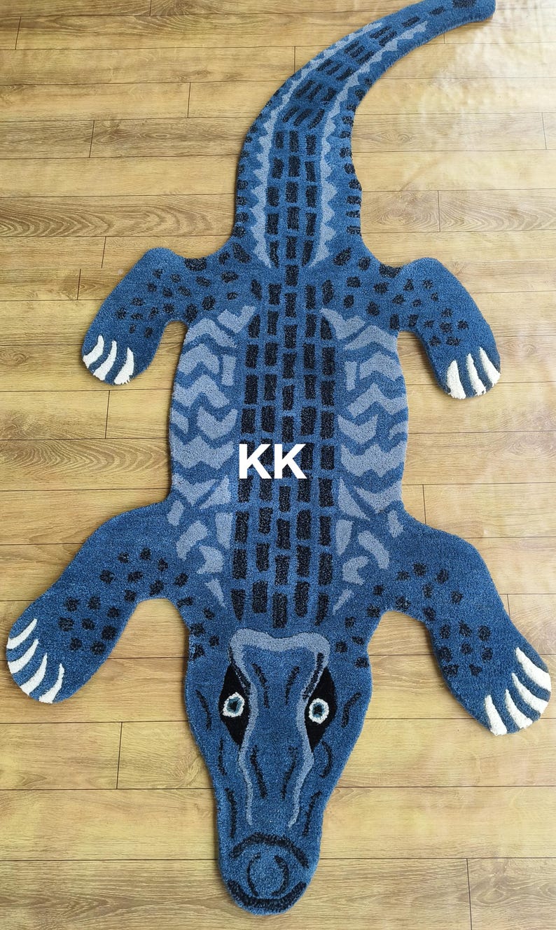 Handmade Crocodile Shape Wool Rug Animal Shaped Area Rug Kids Room ...