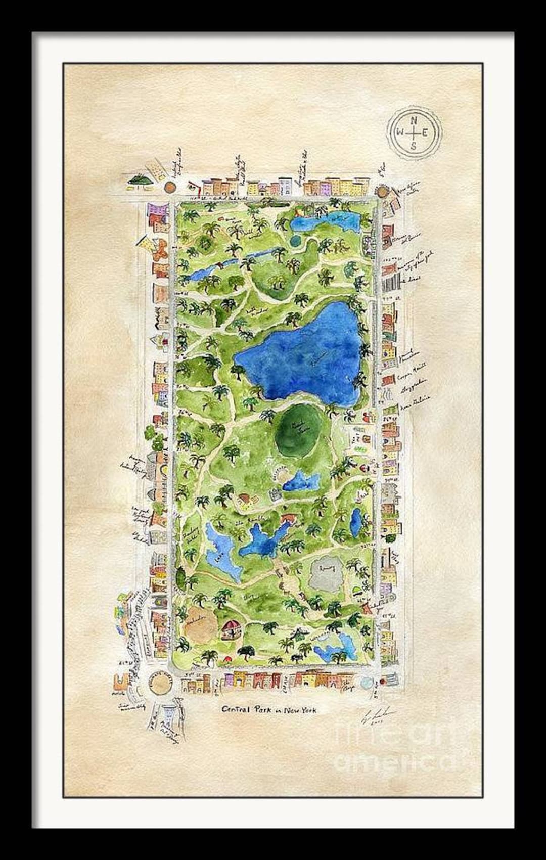The Central Park Map NYC - Etsy