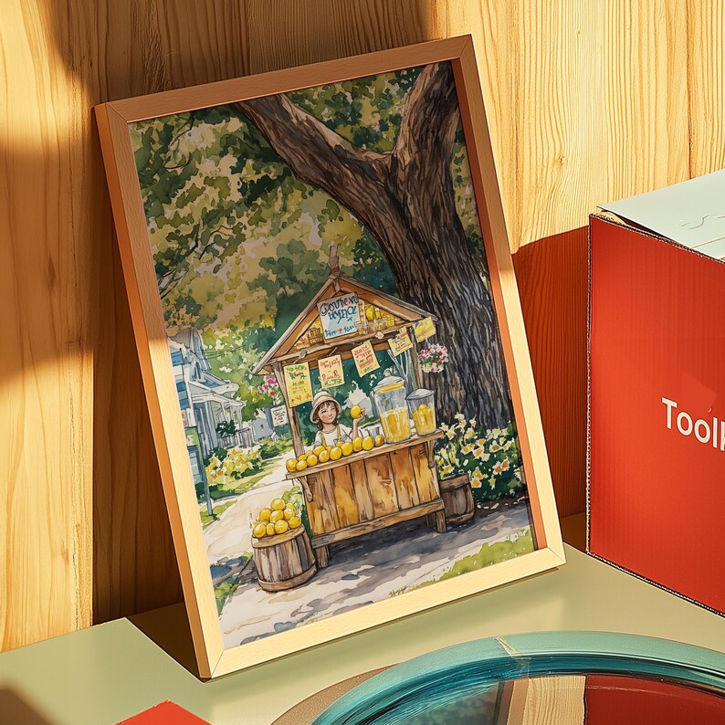 Charming Lemonade Stand Art Print | Kid's Summer Adventure Illustration ...