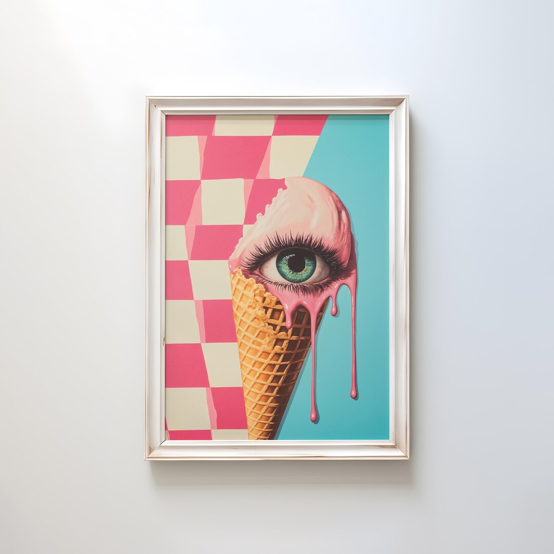 Surreal Ice Cream Eye Art Print: Pink Pop Art Decor - Etsy