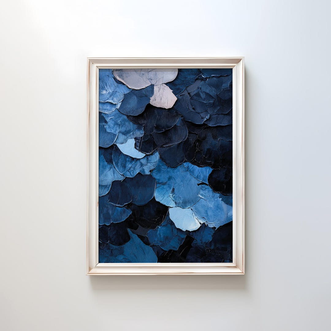 Blue Abstract Art Print: Textured Ocean Painting, Modern Wall Decor - Etsy