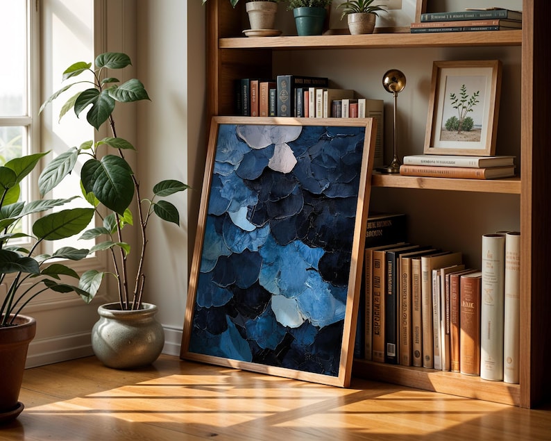 Blue Abstract Art Print: Textured Ocean Painting, Modern Wall Decor - Etsy