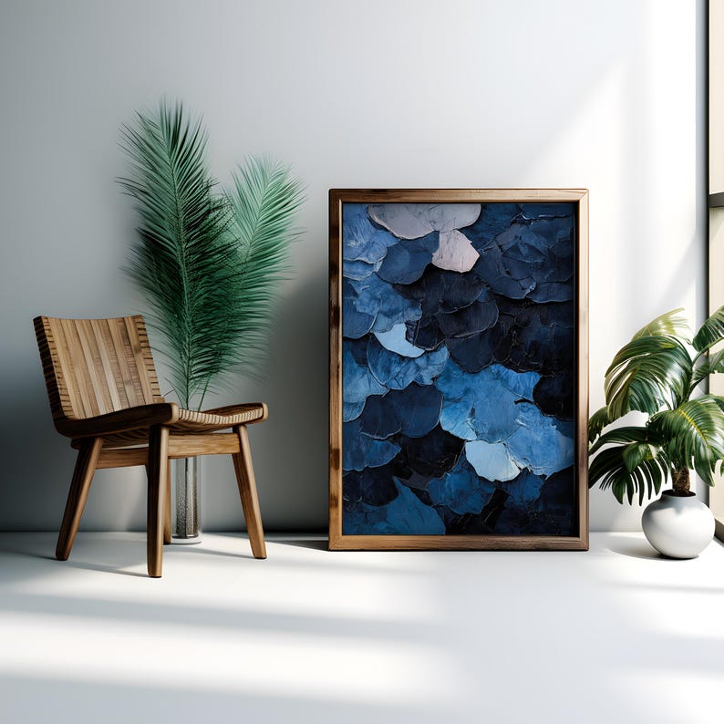 Blue Abstract Art Print: Textured Ocean Painting, Modern Wall Decor - Etsy