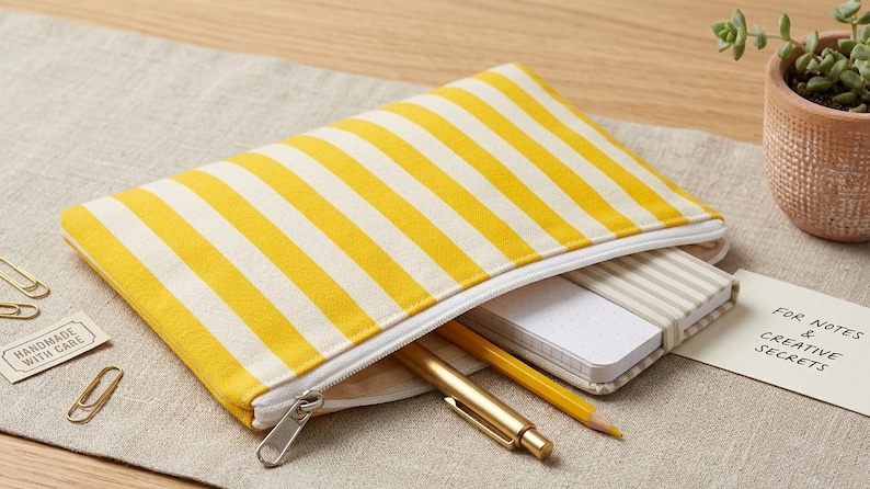 Customizable Handmade Striped Canvas Pouch Original - Any Color - Etsy