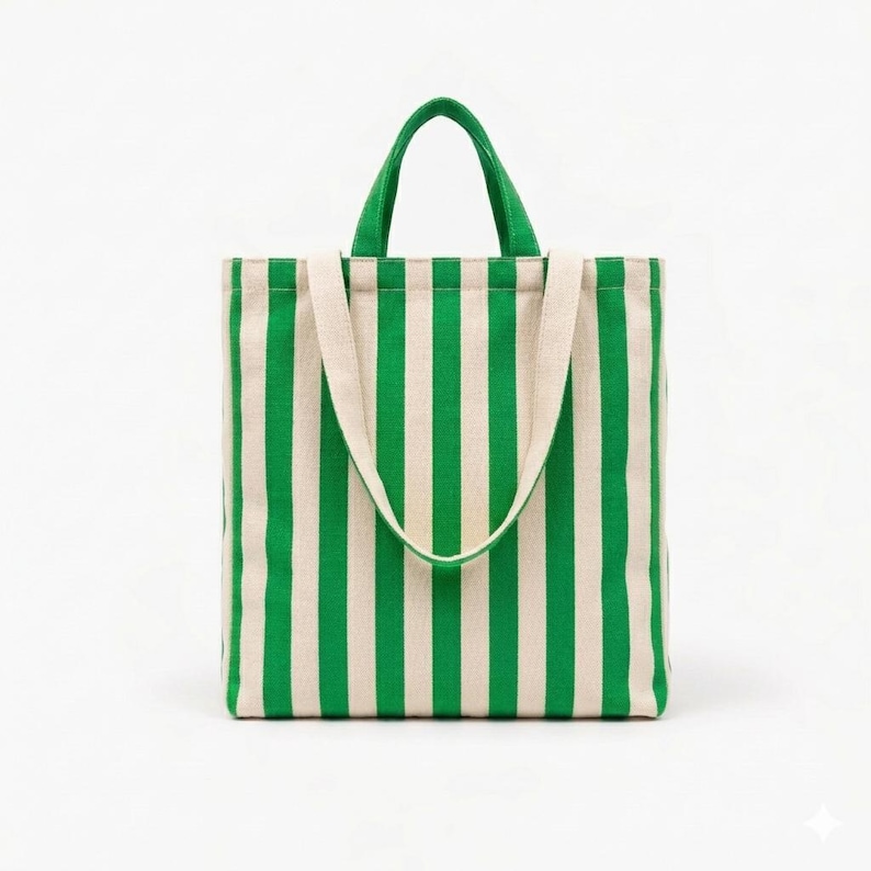 Customizable Handmade Striped Canvas Tote Bag Original - Any Color - Etsy