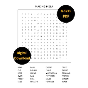Making Pizza Word Search Puzzle With Solution Digital Download - Etsy