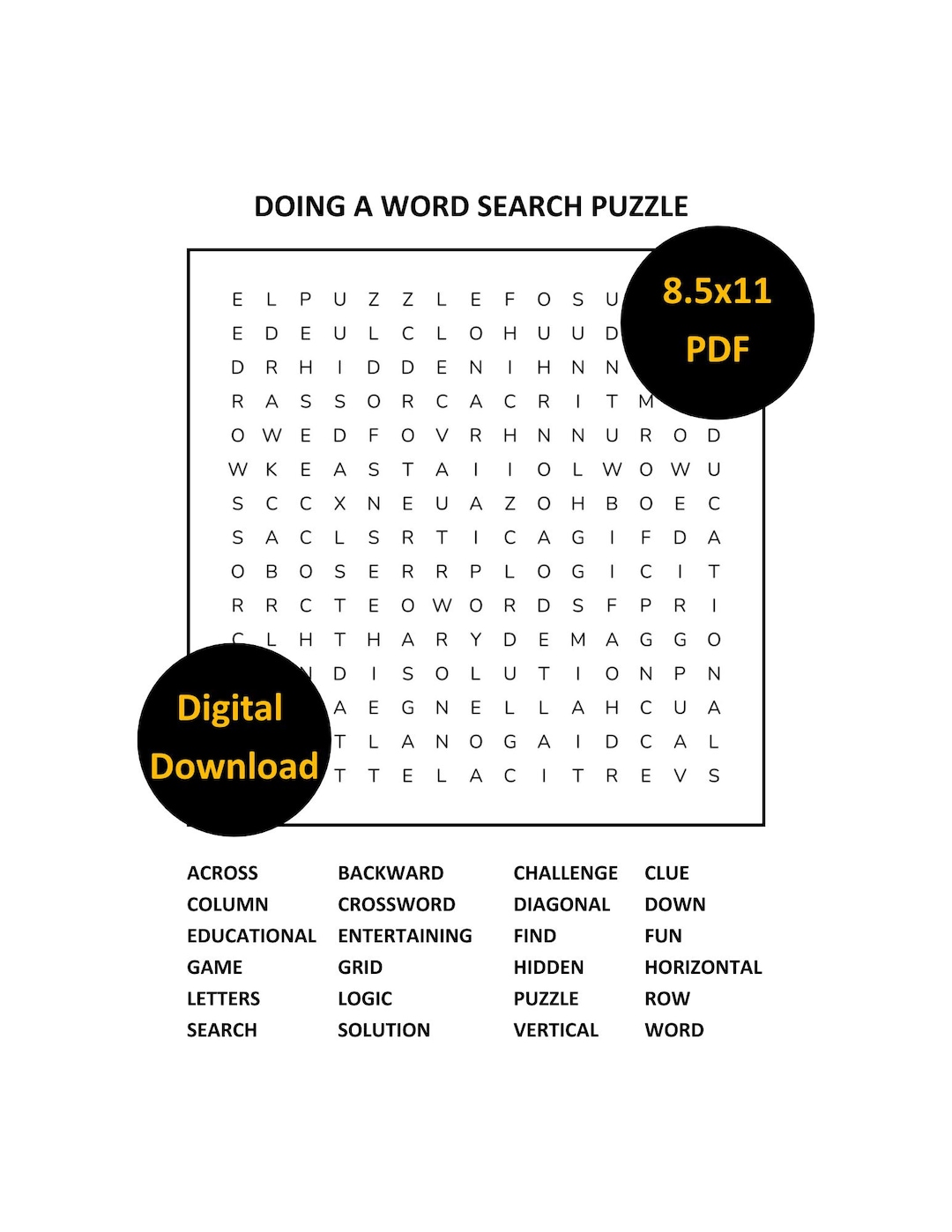 Doing A Word Search Puzzle Easy to Read Word Search Puzzle With ...