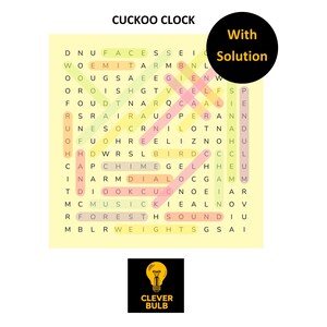 Cuckoo Clock Easy to Read Word Search Puzzle With Solution Digital ...