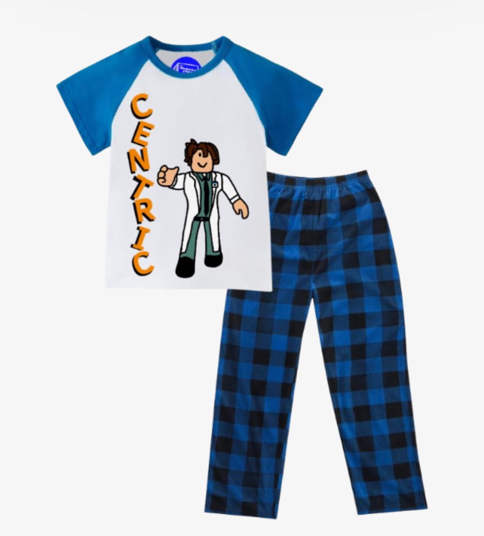 Roblox Boys Pajama Set - Blue/plaid/centric - Etsy