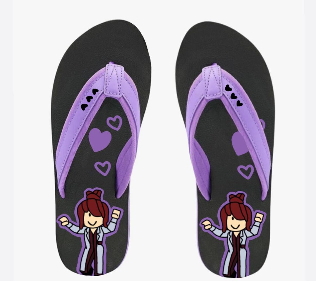 Roblox Kids Flip Flops Sandals Girls Black/purple - Etsy