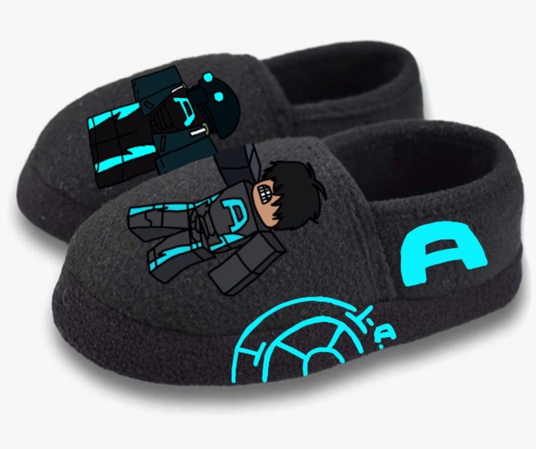 Roblox Kids Black Fleece Plush Slippers Boys - Etsy