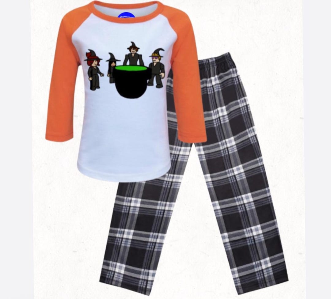 Roblox Halloween Pajamas Orange/black/plaid Kids - Etsy