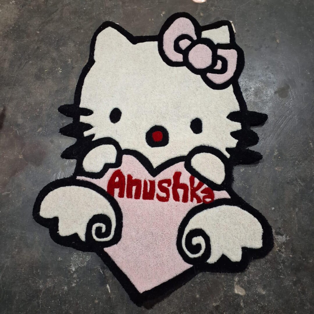 Hand-tufted Wool Hello Kitty Rug: Personalized "anushka" Design - Etsy