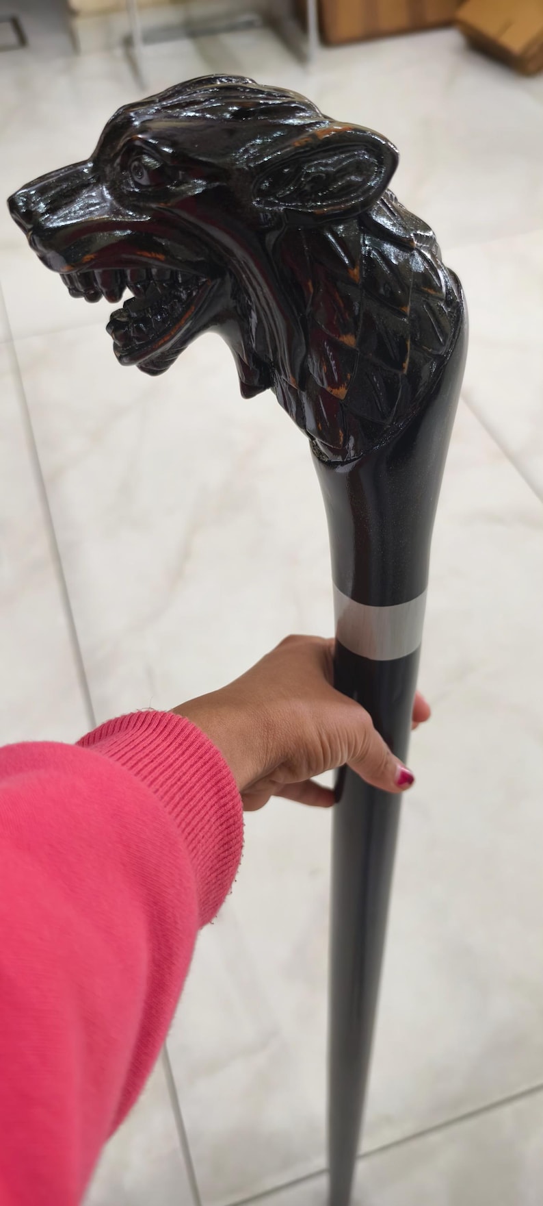 Hand Carved Wood Walking Cane: Sea Wolf Design, 36 Inch - Etsy
