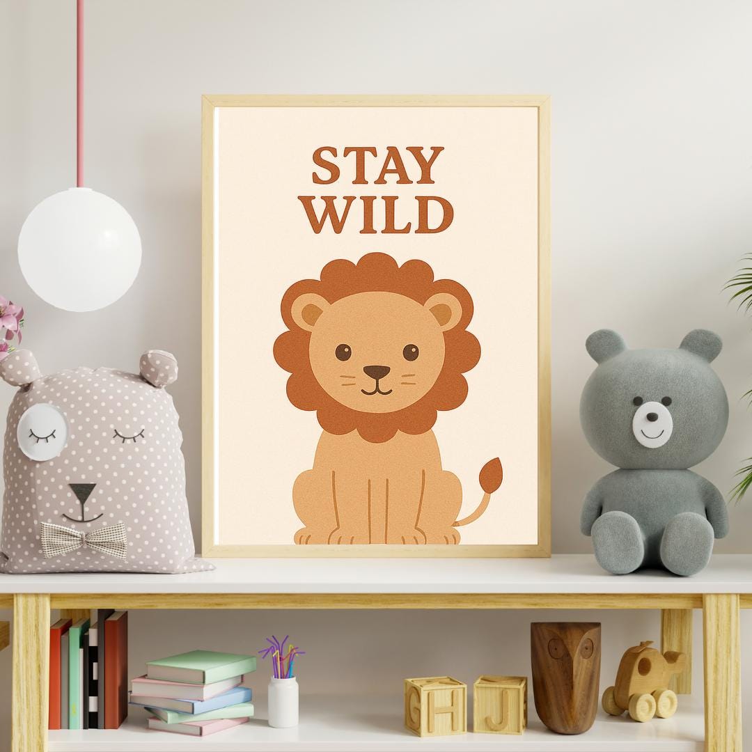 Boho Safari Lion Wall Art With Phrases – Printable Jungle Animal Prints ...