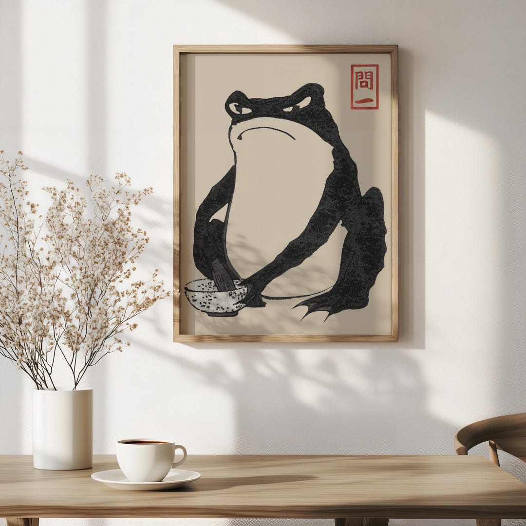Matsumoto Hoji Frog Drawing Print, Vintage Japandi Wall Art Poster ...