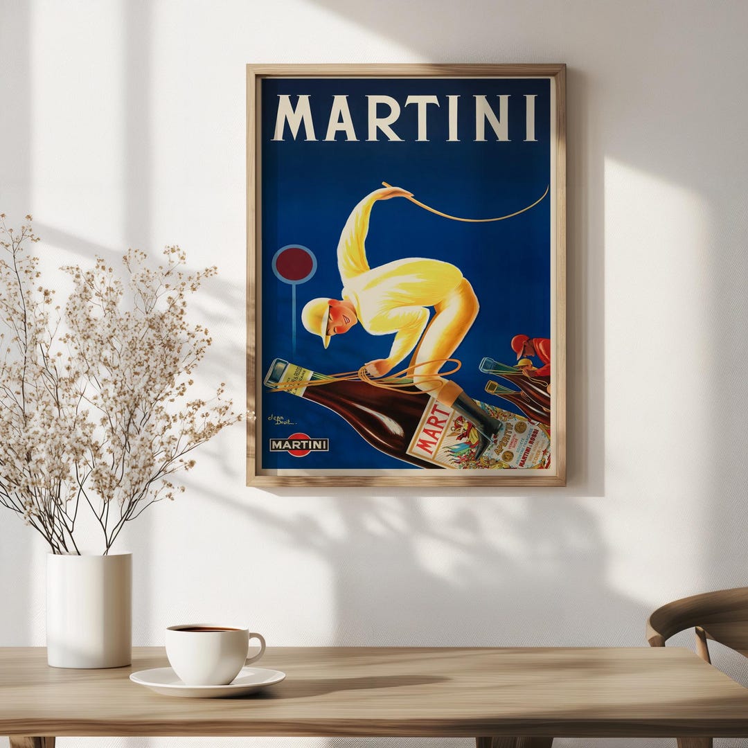 Vintage Martini Cocktail Print, Retro Bar Poster, Alcohol Advertisement ...