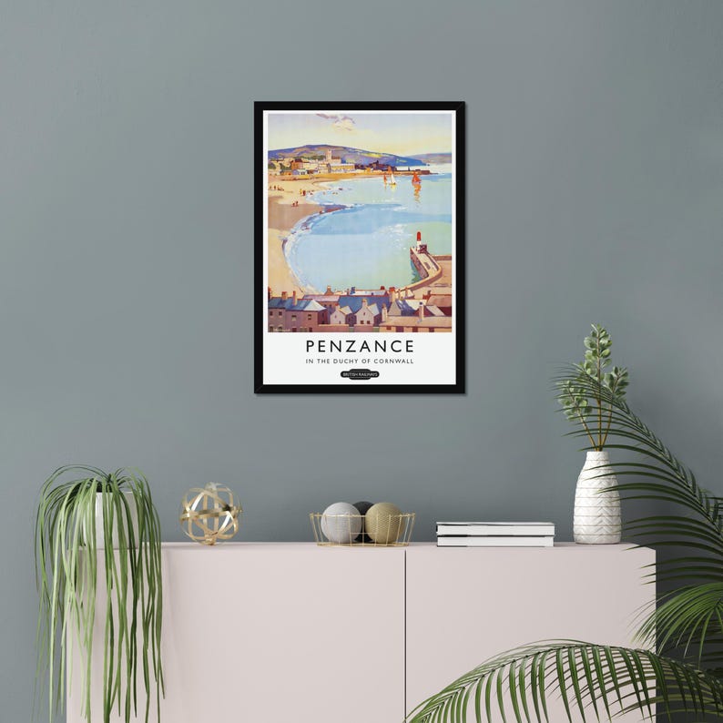 Vintage Penzance England Travel Poster, British Railways, Framed ...
