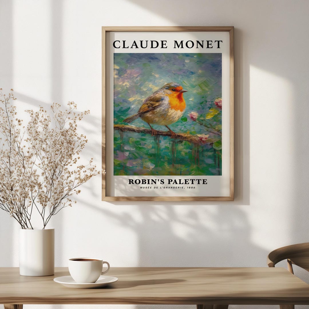 Claude Monet Robin Floral Painting Print, Fine Art Exhibition Print ...