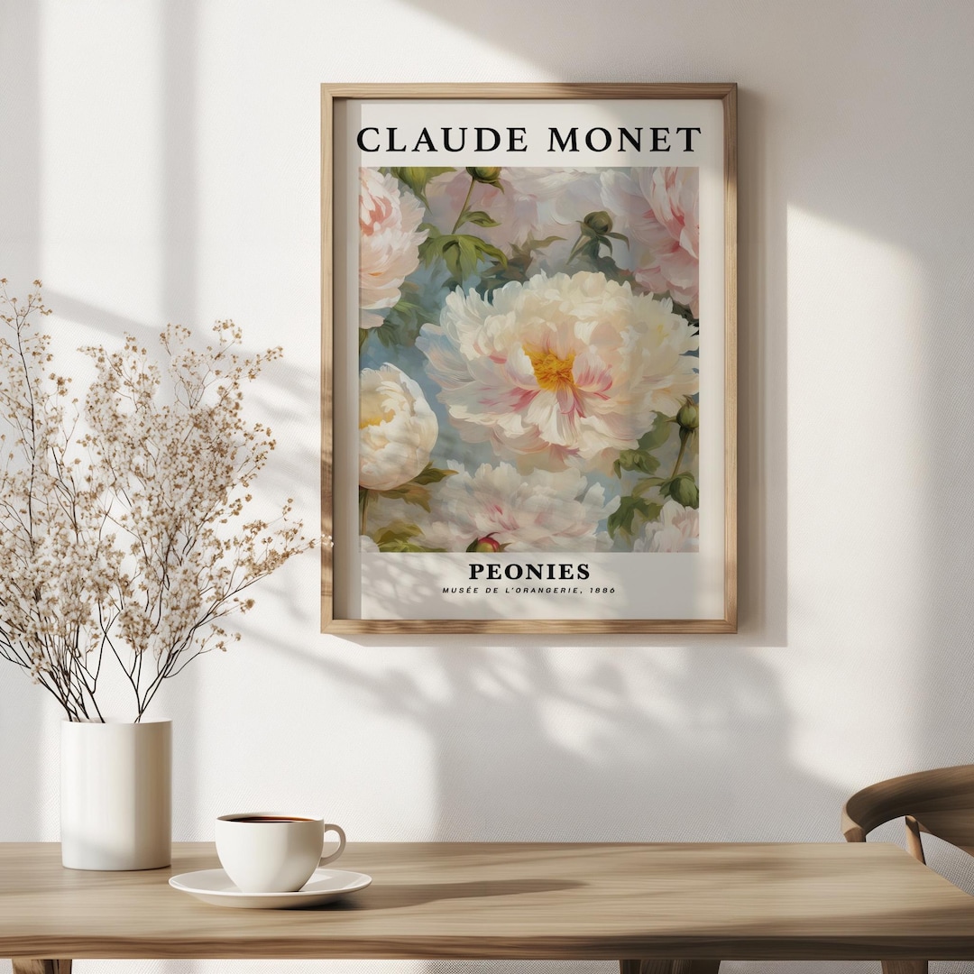 Claude Monet Peonies Floral Print, Fine Art Exhibition Print, Vintage ...
