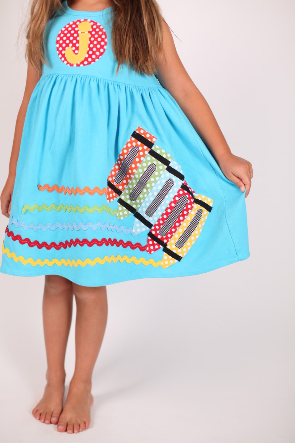 Back to School Outfit Back to School Dress Crayon Applique | Etsy