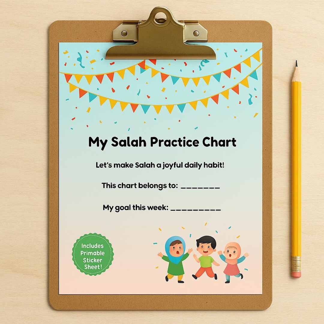 Kids Salah Tracker Chart + Stickers & Reward – Islamic Prayer Printable ...