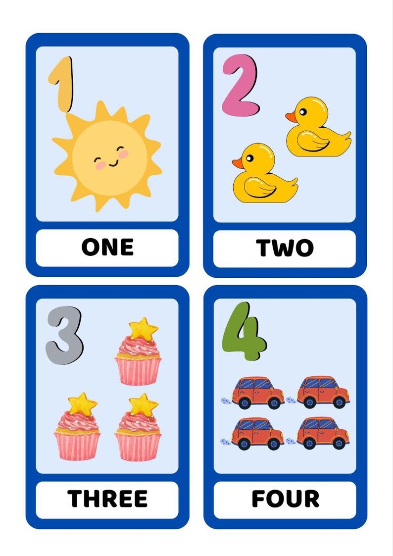 Cute Number Flashcards for Kids | Printable Numbers 1-10 | Preschool ...
